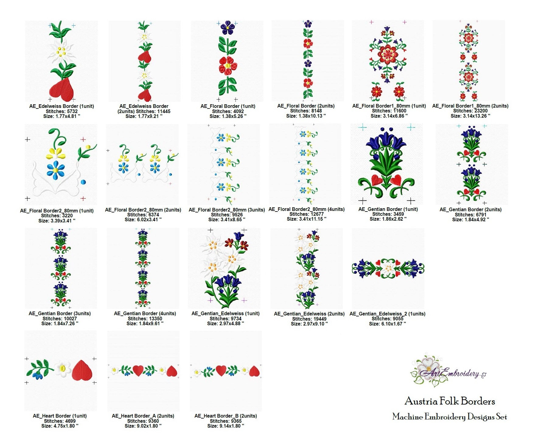 Austrian Folk Borders Machine Embroidery Designs Set for | Etsy