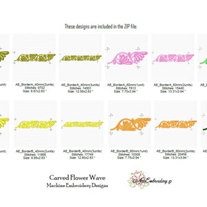 Сarved Flower Wave - Machine Embroidery Endless Border Design for Hoop ...