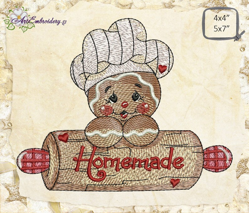 Gingerbread Christmas Cookie Machine Embroidery Design (4x4 & 5x5 Hoop ...