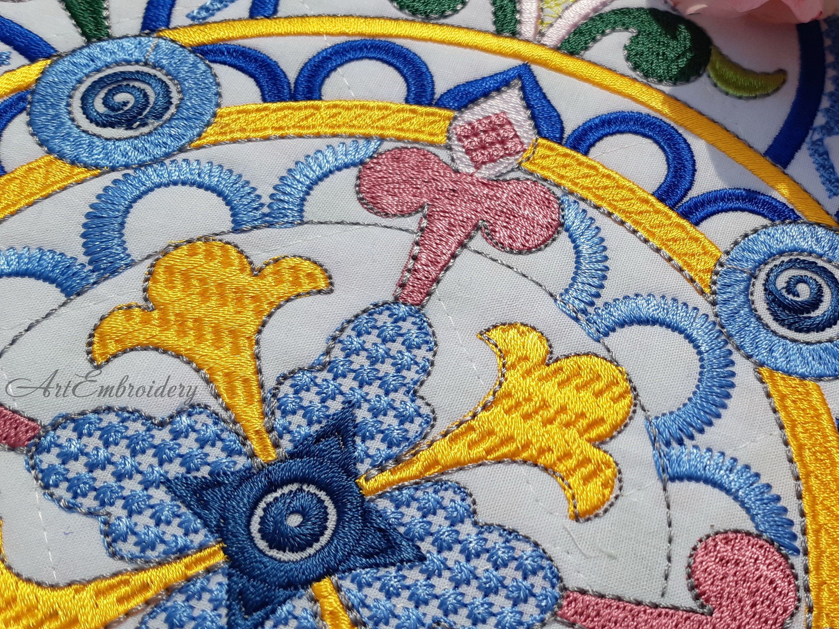 Italian Ceramic Tile 2 ITH Round Doily Machine Embroidery | Etsy