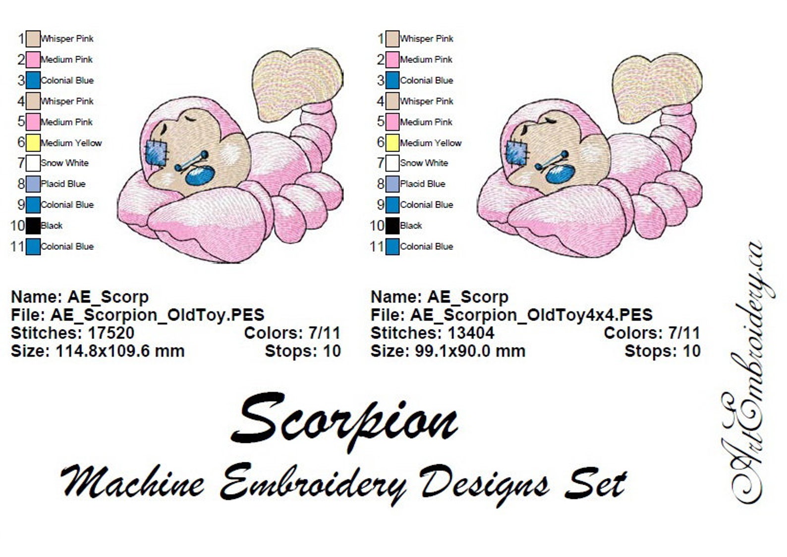 Scorpion Machine Embroidery Designs Set for a Babies and | Etsy