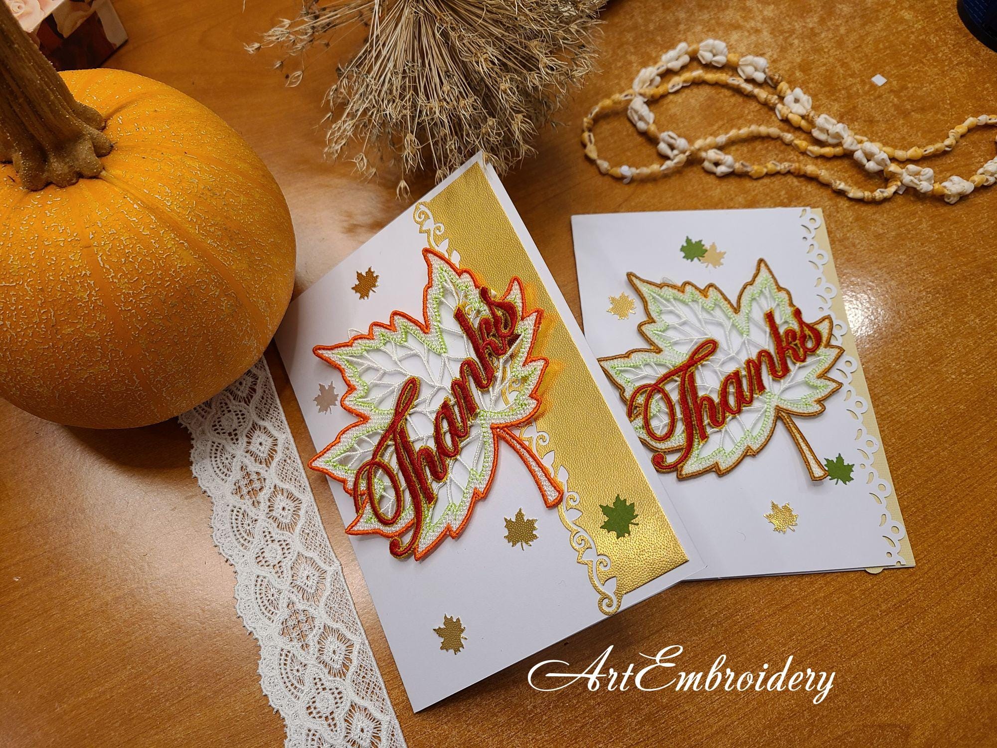 FSL Thanks Leaf - Machine Embroidery ITH Thanksgiving Lace Project ...