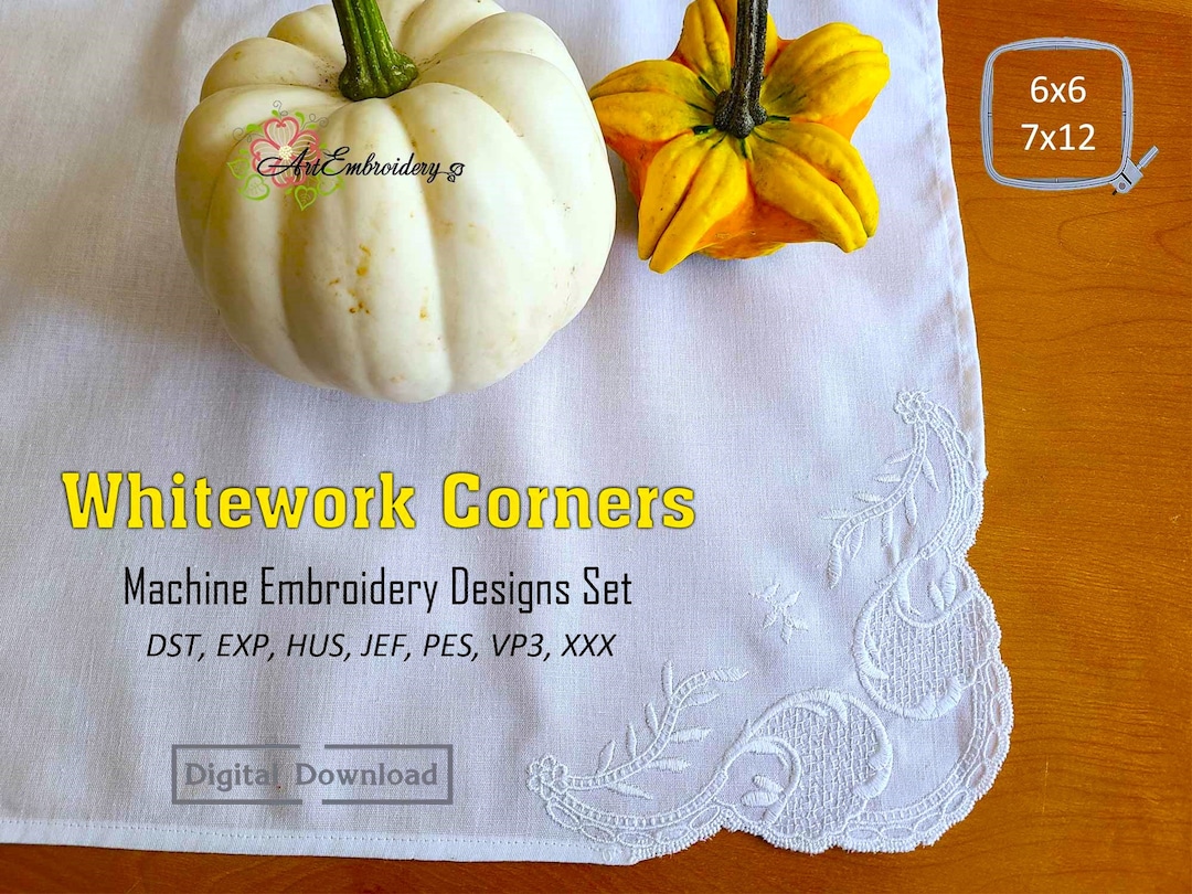 Whitework Corners - Machine Embroidery Historical 18th Century Designs ...