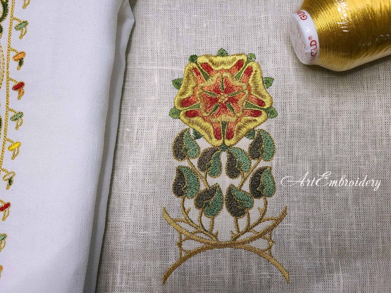 Tudor Rose Stole Border Machine Embroidery Historical Design - Etsy