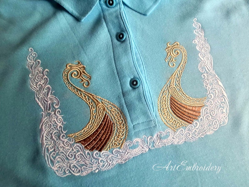 Viking Dragon Machine Embroidery Design: Celtic Norse Boat (8x10 ...