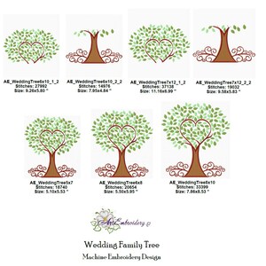 Wedding Family Tree Machine Embroidery Assembled and Split Design in ...