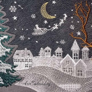 Christmas City Night Machine Embroidery Design: Festive Winter ...