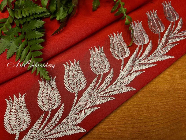 Regency Tulip Train Embroidery Designs: Floral Border (5x7 to 8x14 ...