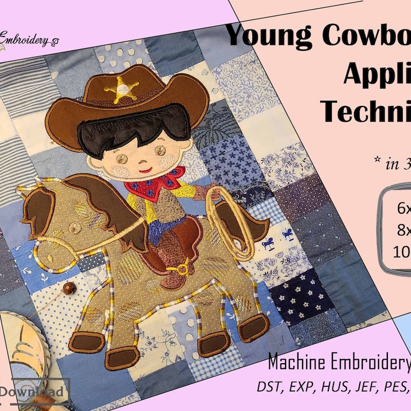 Cowboy Embroidery Design - Etsy