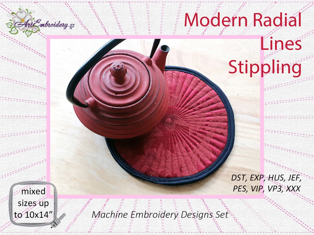 Modern Radial Lines Stippling - Machine Embroidery Designs Set Mixed ...