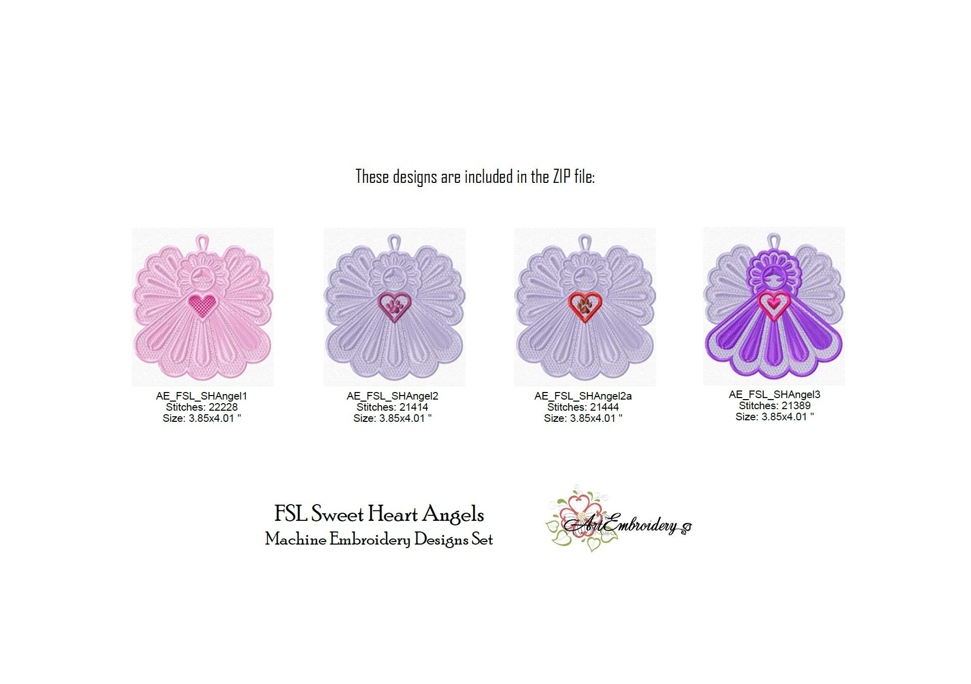 FSL Sweet Heart Angels – Machine Embroidery ITH Lace Project Designs ...