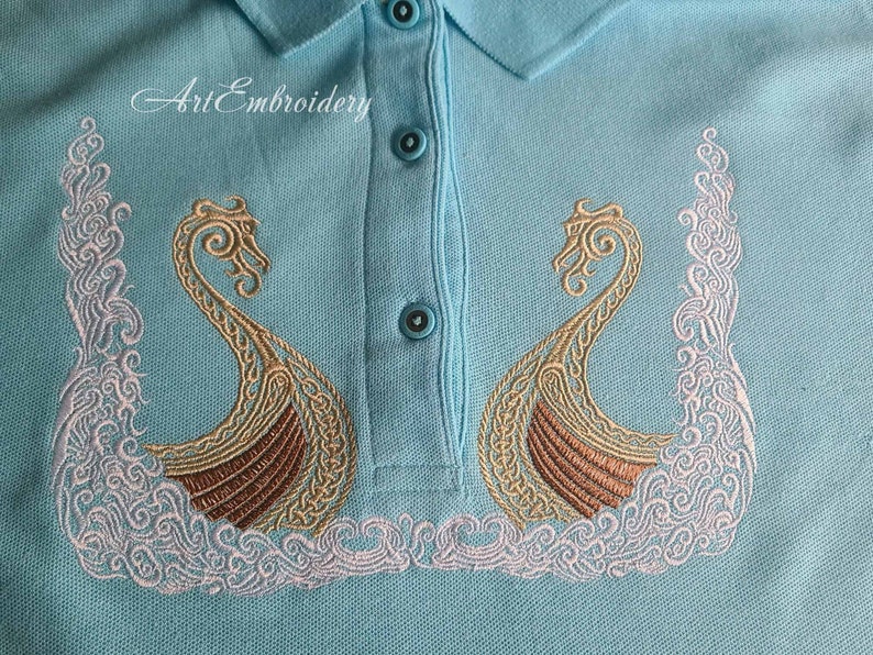 Viking Dragon Machine Embroidery Design: Celtic Norse Boat (8x10 ...