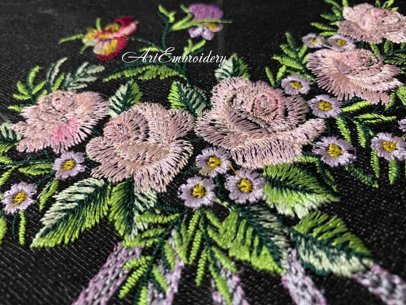 Marie Roses Bouquet Machine Embroidery Flowers Design in 4 - Etsy