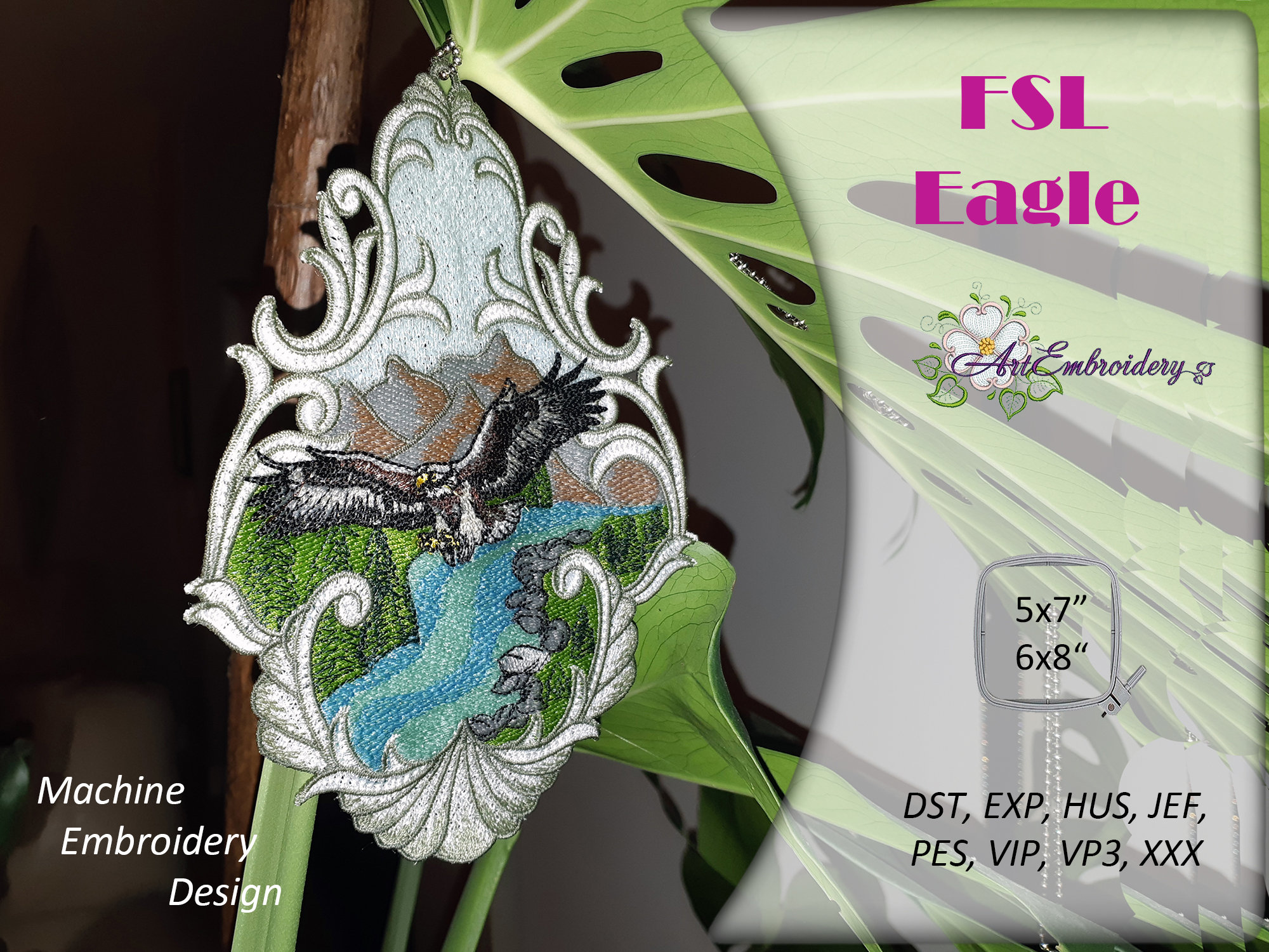 FSL Eagle Machine Embroidery Free Standing Lace Design, 3 Sizes - Etsy ...