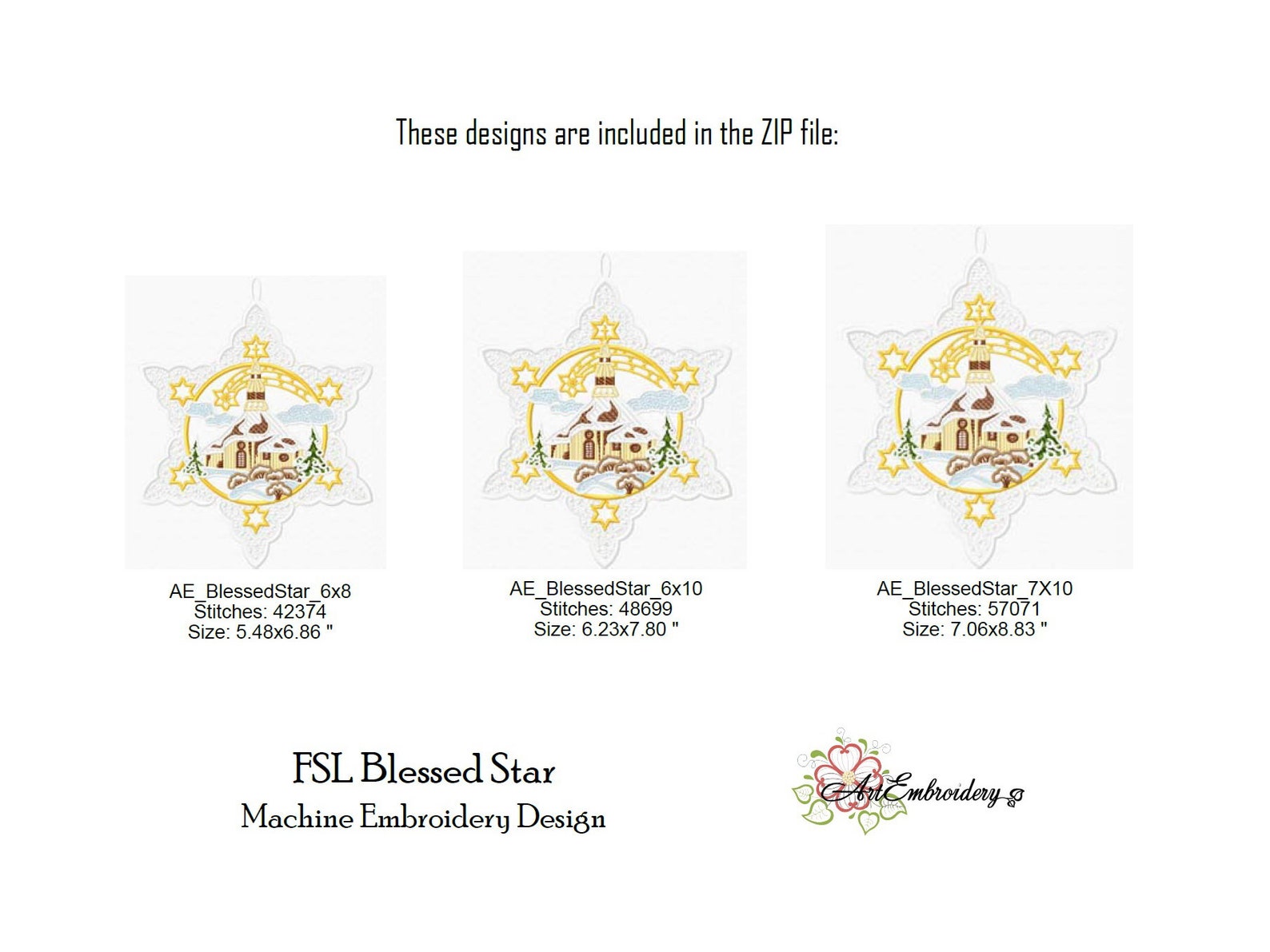 FSL Blessed Star: Machine Embroidery Lace Design (digital Download) - Etsy