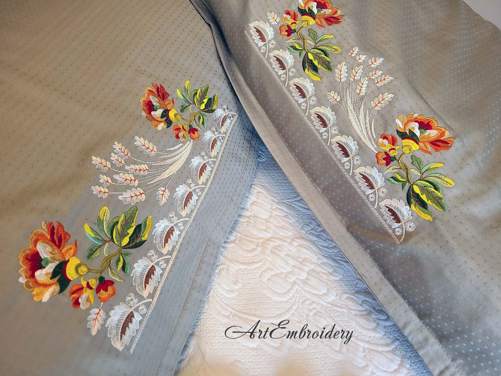 Magnus Orange Floral Motif Machine Embroidery Design for - Etsy