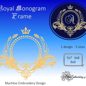 Royal Monogram Frame: Machine Embroidery Design ( 5x7, 6x8, 8x8 Hoop ...