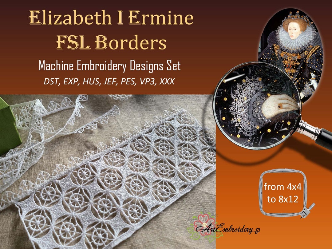 Elizabeth I Ermine FSL Embroidery Borders: 16th Century Costume ...