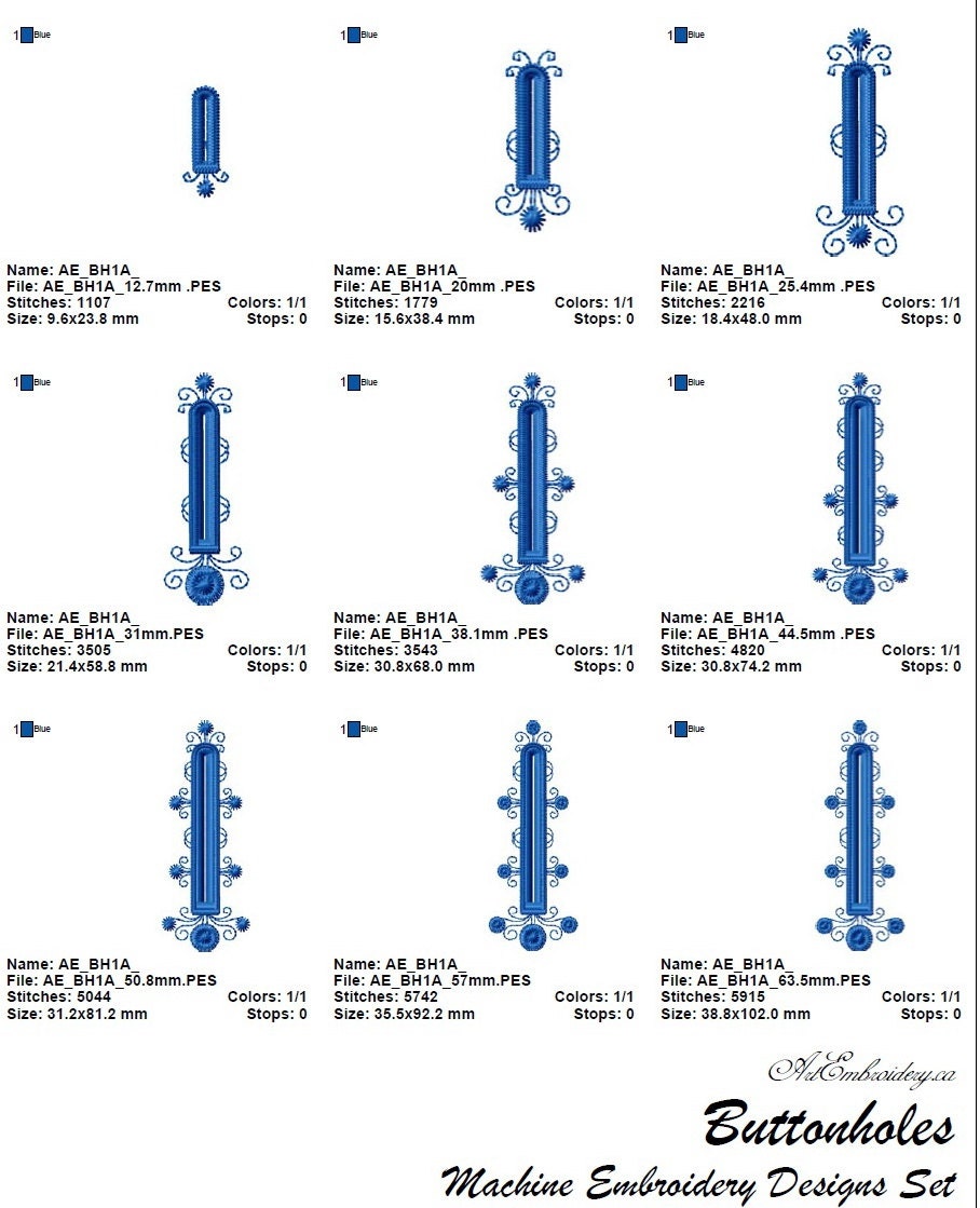 Buttonholes Set 1- Machine Embroidery Designs Set - Etsy