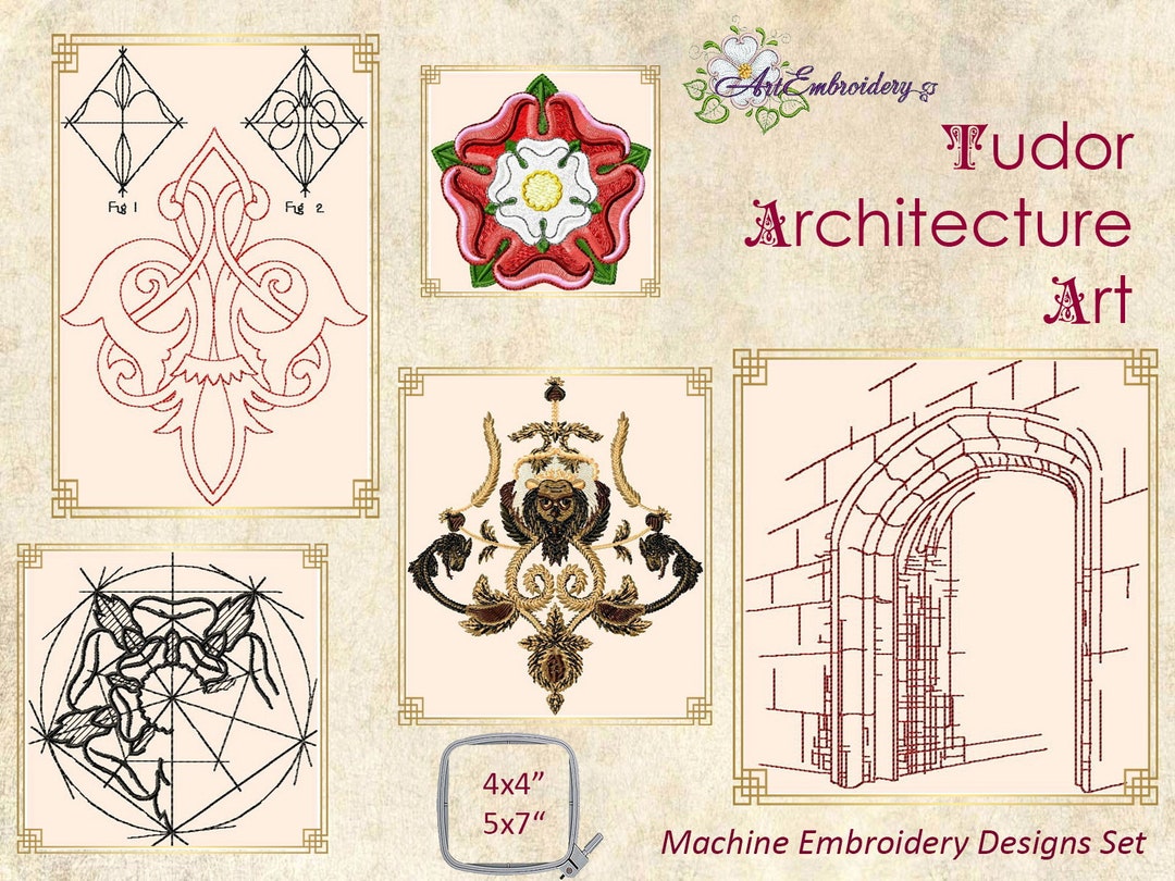 Tudor Architecture Art - Machine Embroidery Designs Set of 8 Designs - Etsy