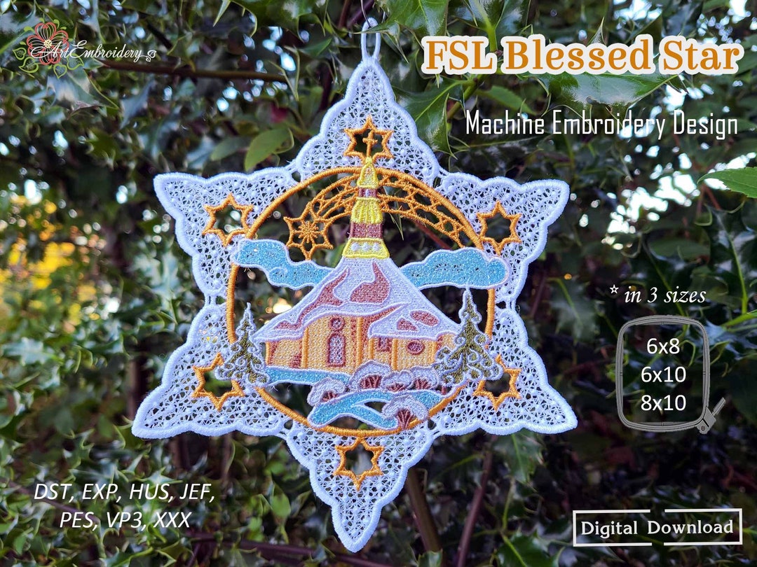 FSL Blessed Star: Machine Embroidery Lace Design (digital Download) - Etsy
