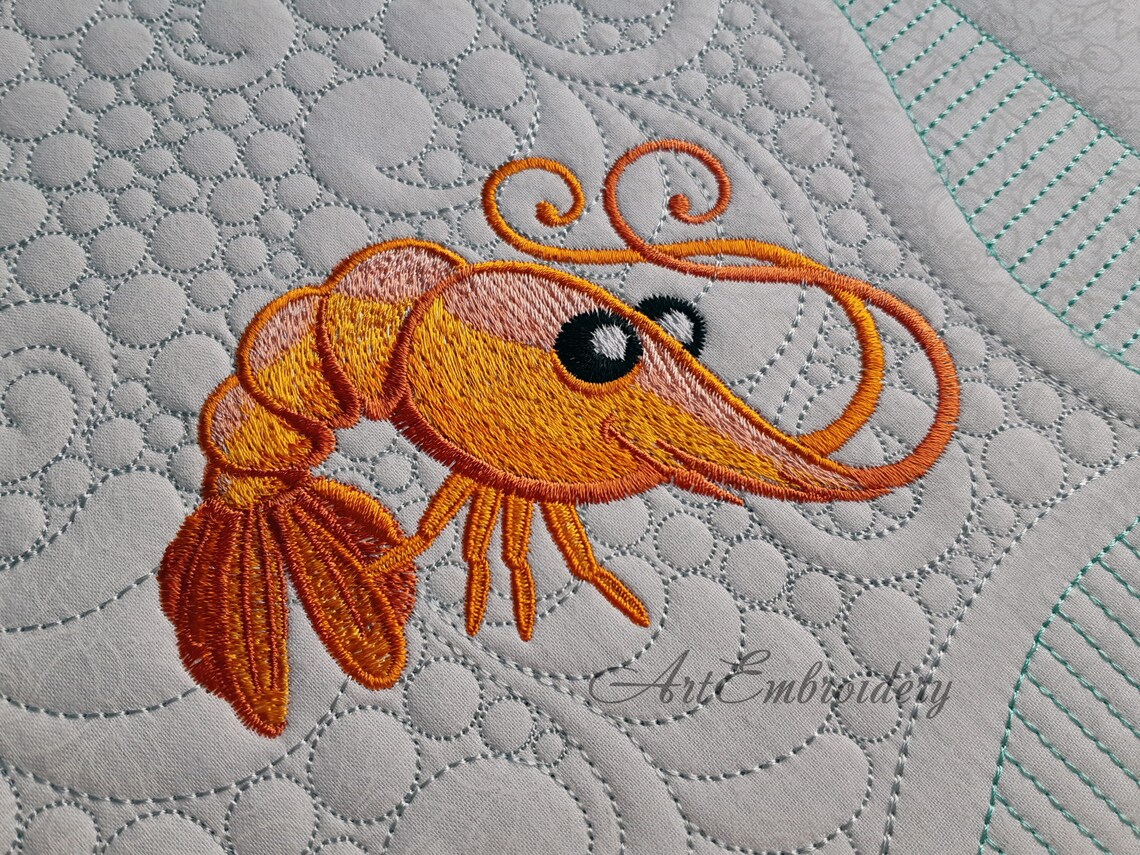 Shrimp Machine Embroidery Design in 2 Sizes - Etsy