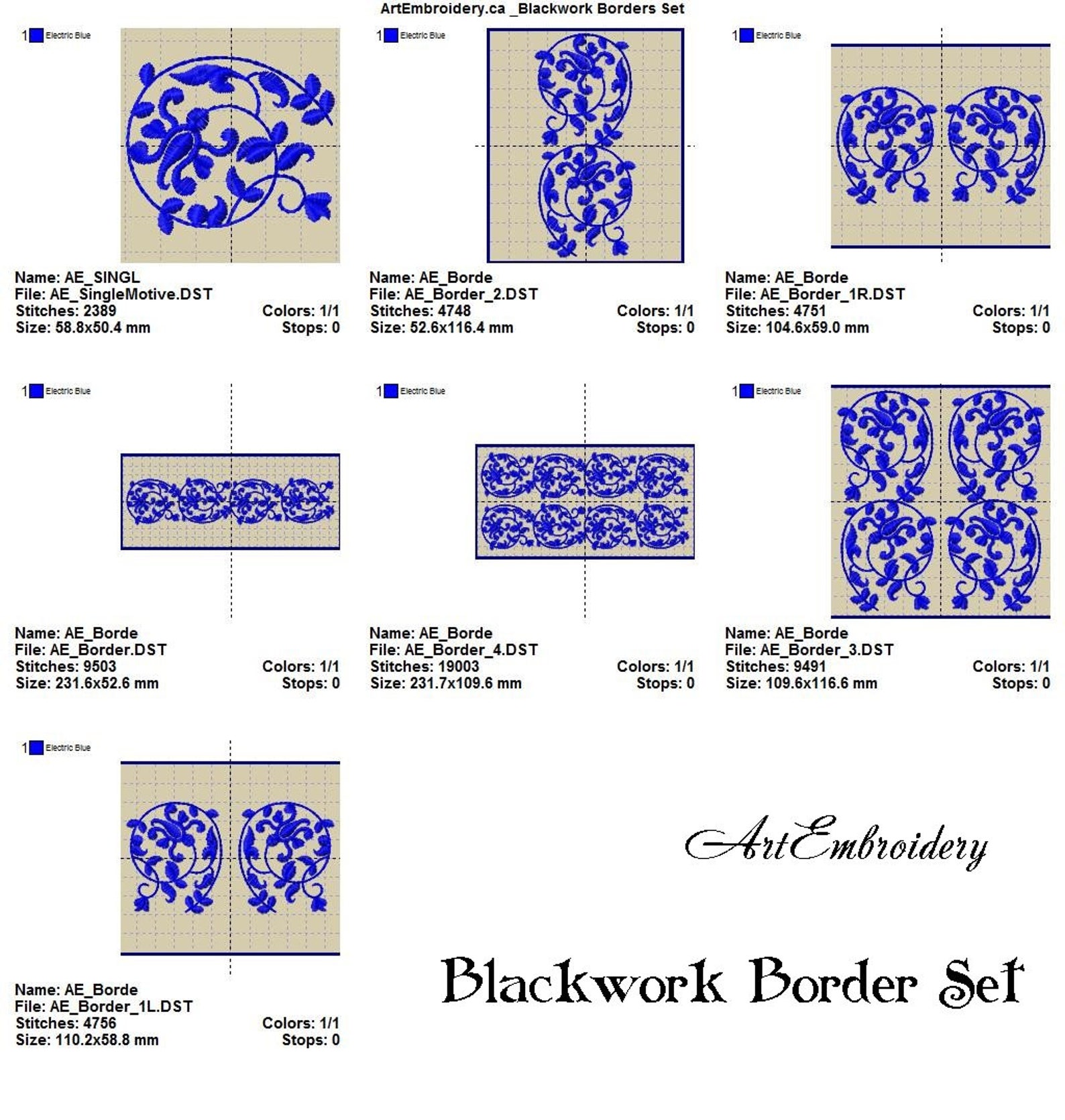 Blackwork Border Set Historical Embroidery Designs Set - Etsy