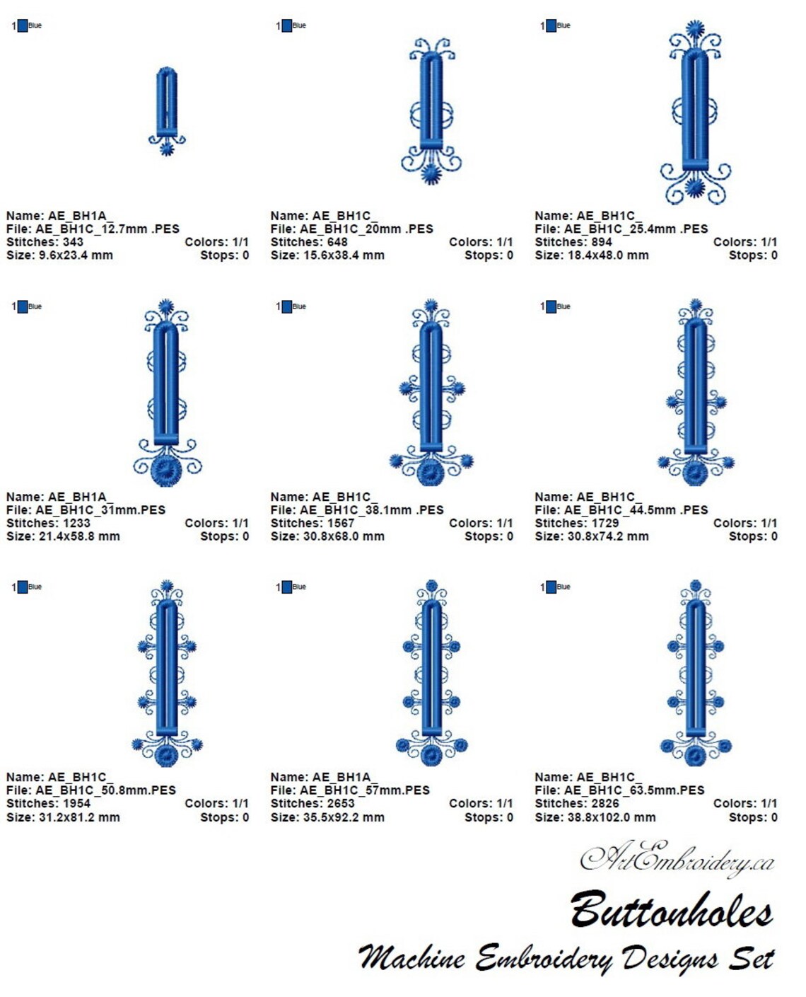 Buttonholes Set 1 Machine Embroidery Designs Set - Etsy Canada