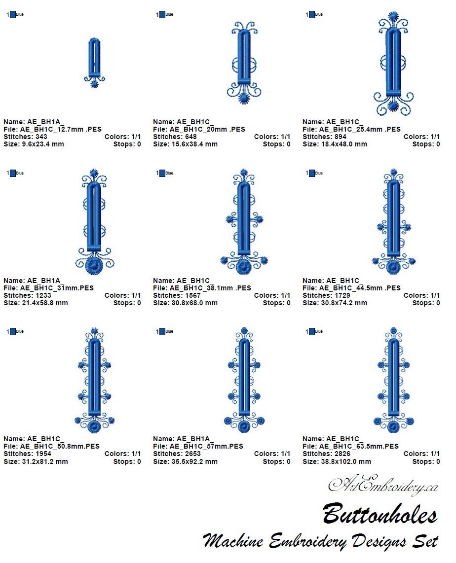 Buttonholes Set 1- Machine Embroidery Designs Set - Etsy