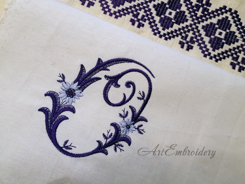 Vintage French Style Monogram Font - Machine Embroidery Designs Set (26 ...