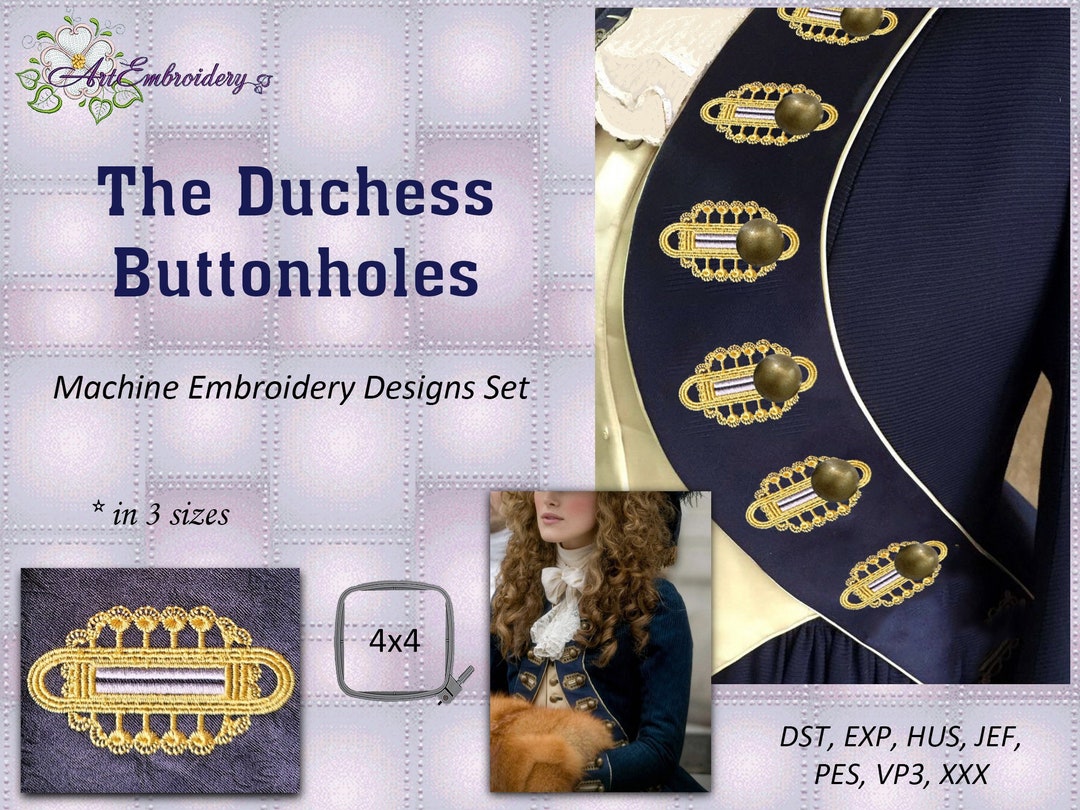 The Duchess Buttonholes - Machine Embroidery Design in 3 Sizes for Hoop ...