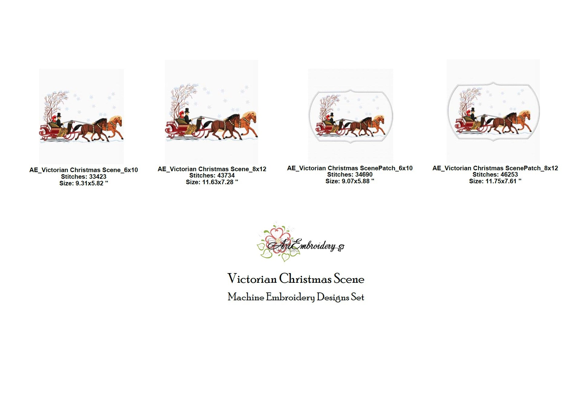 Victorian Christmas Scene - Machine Embroidery Design, 2 Sizes, Hoop ...