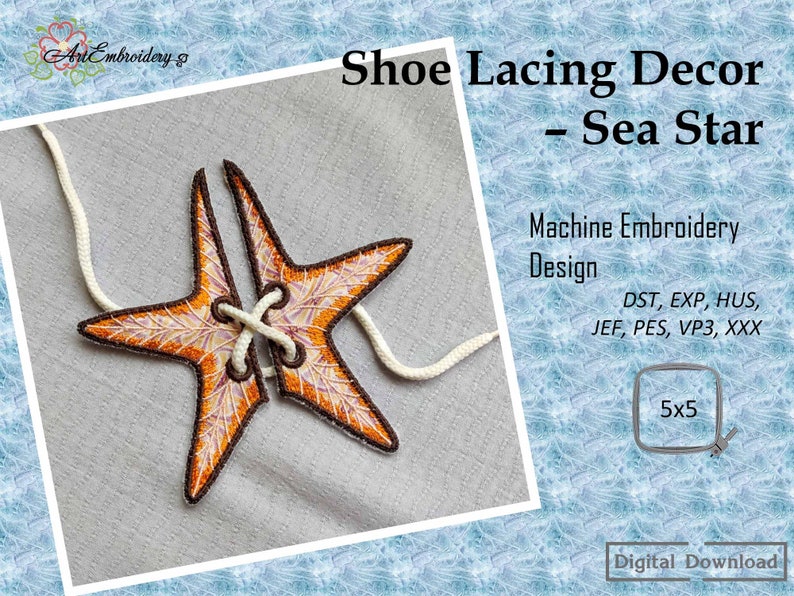 Shoe Lacing Decor Sea Star Machine Embroidery ITH Project - Etsy