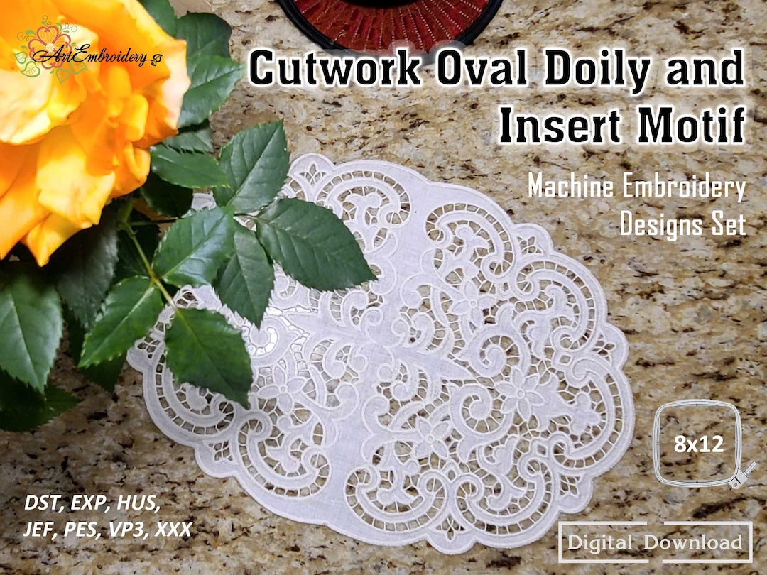 Cutwork Oval Doily -machine Embroidery Design, Richelieu Lace Technique ...