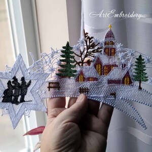 FSL Carols Star – Machine Embroidery ITH Christmas Lace Project Design ...