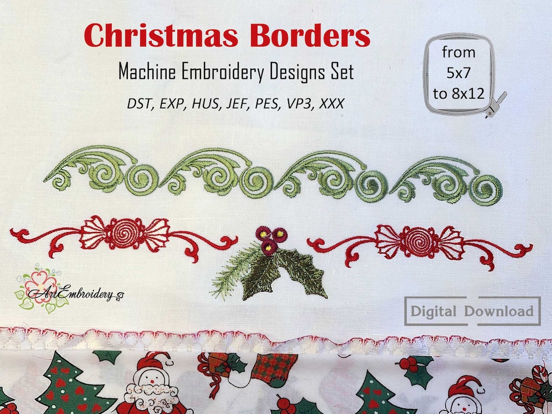 Christmas Borders – Machine Christmas Embroidery Designs Set From Hoop ...