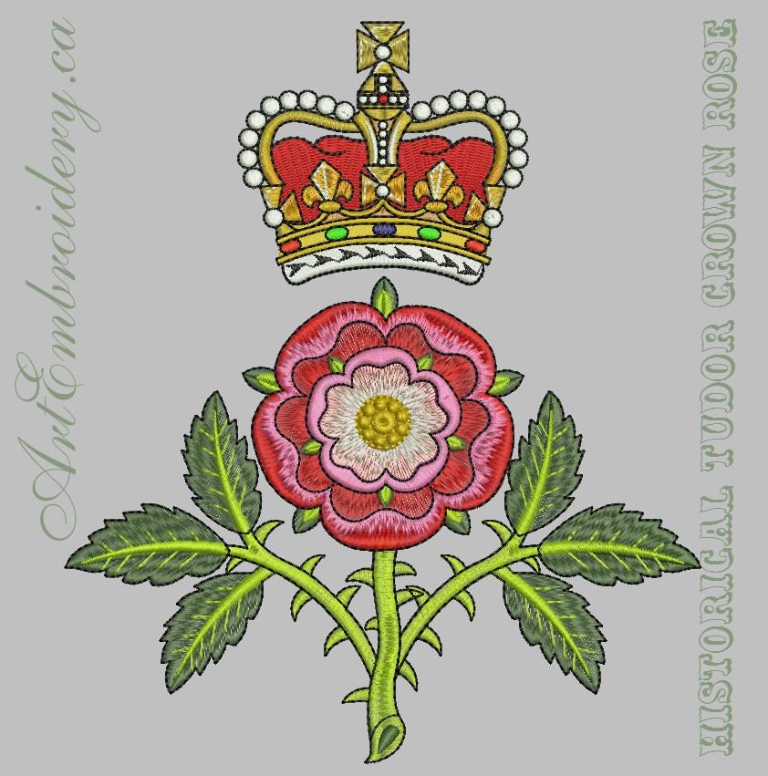 English Royal Tudor Red Rose and Crown - Embroidery Designs Set - Etsy