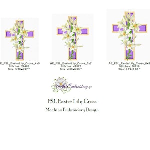 FSL Easter Lily Cross - Machine Embroidery Freestanding Lace Design in ...