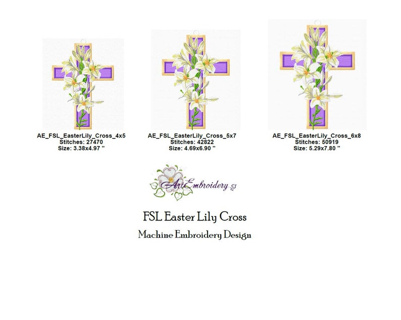 FSL Easter Lily Cross Machine Embroidery Freestanding Lace | Etsy