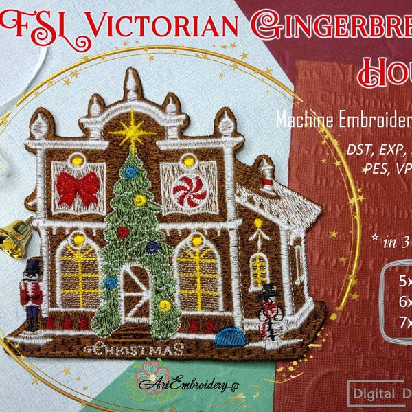 Gingerbread House Embroidery Design - Etsy