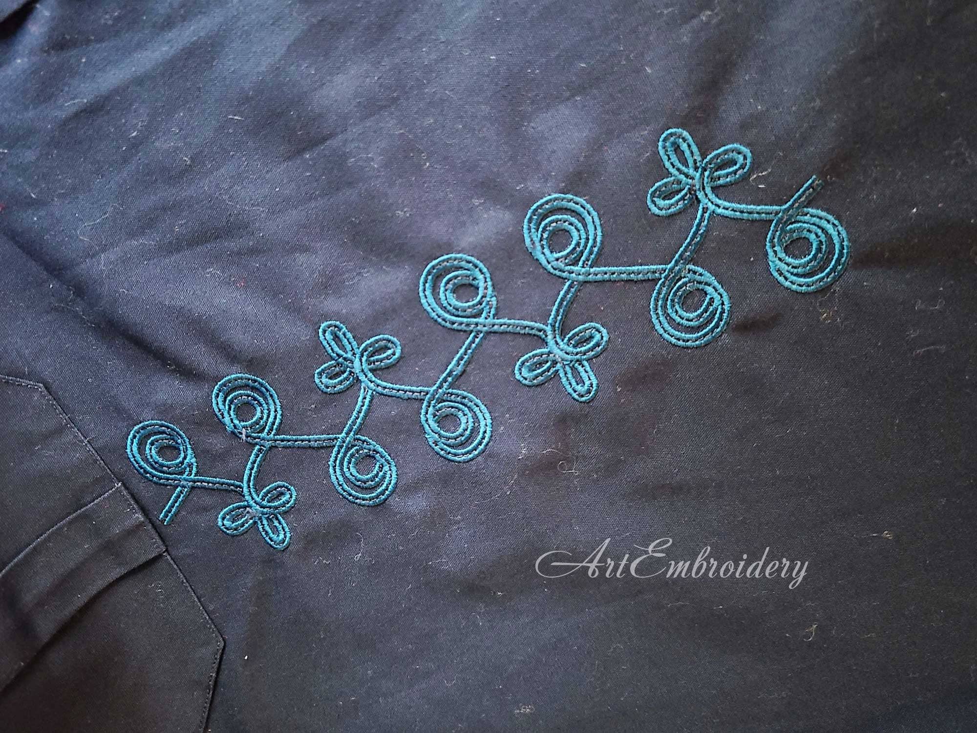 Soutache Embroidery Designs: 3mm Braid Motifs, Borders (4x4 to 6x8 Hoop ...