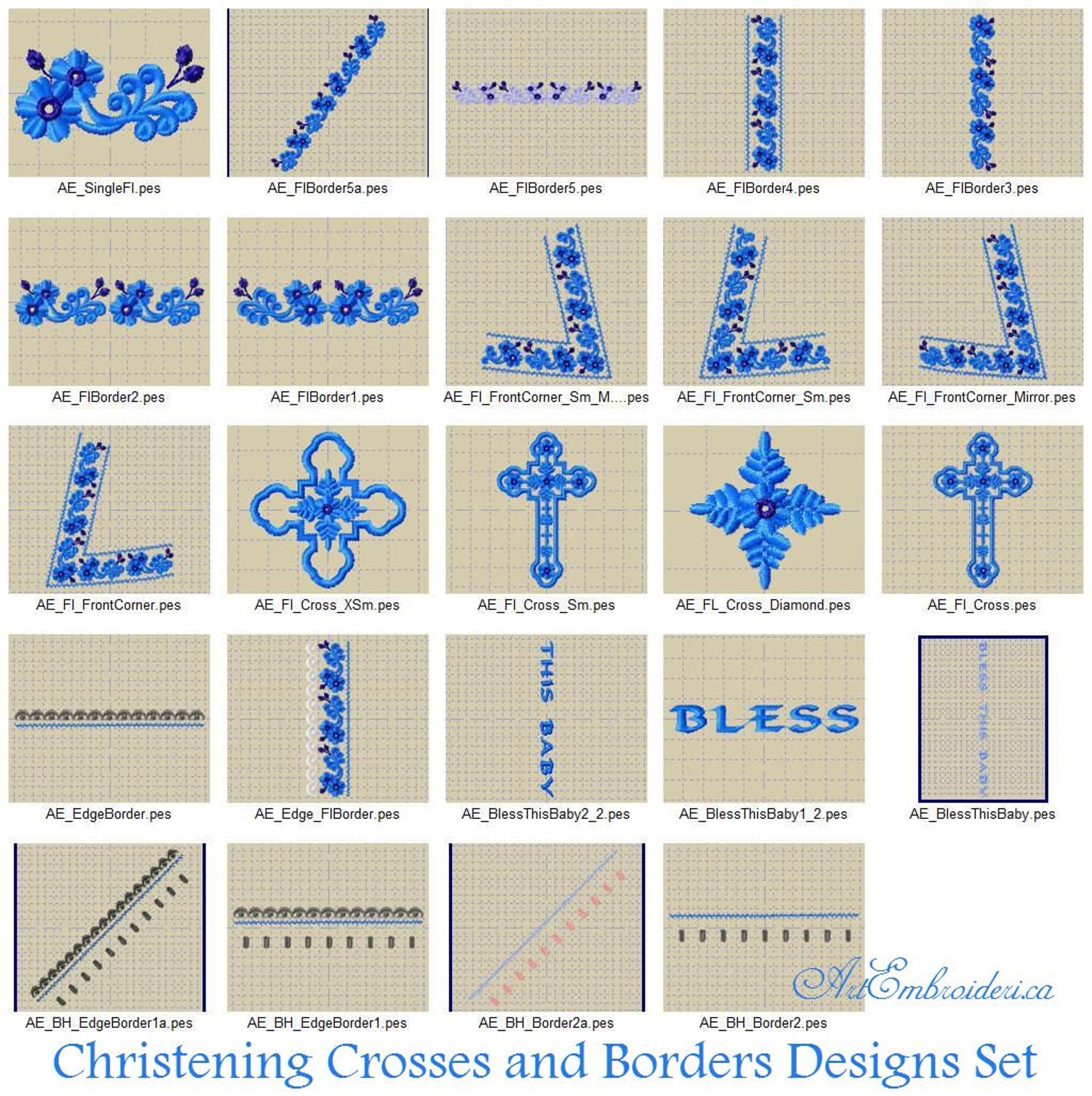 Crosses and Borders Embroidery Designs Set for Christening - Etsy
