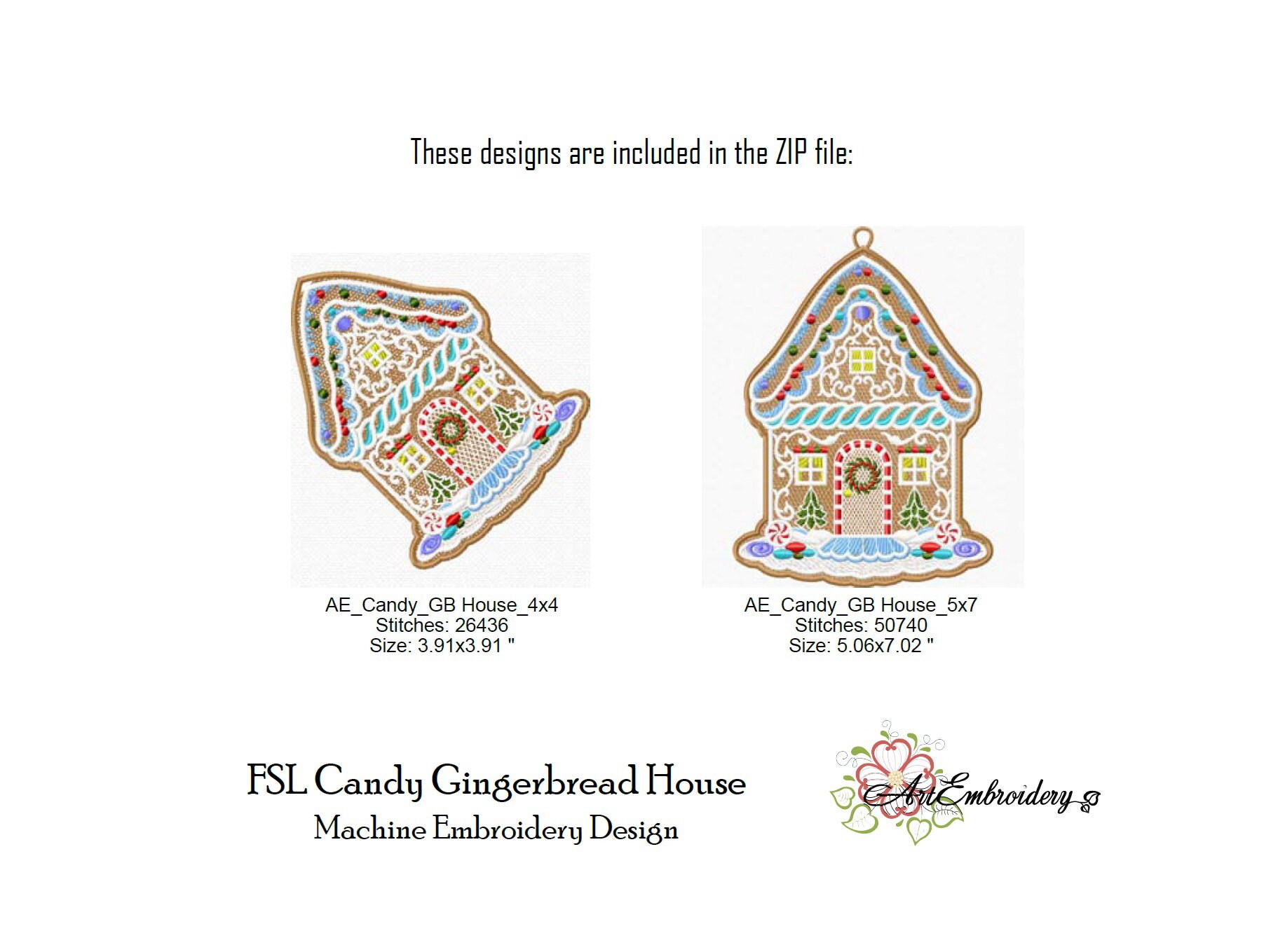 FSL Candy Gingerbread House: Christmas Lace Embroidery Design (4x4 and ...