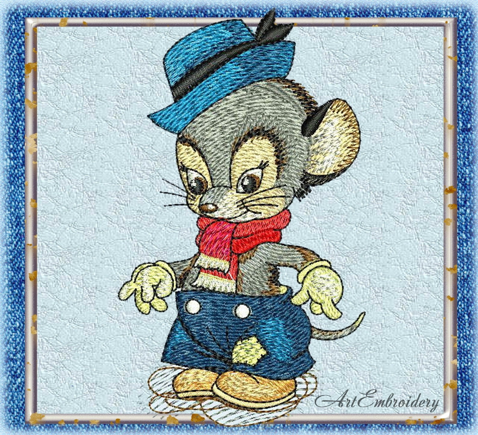 Mouse in Hat - Machine Embroidery Design, Old Toy Series, 2 Sizes, Hoop ...