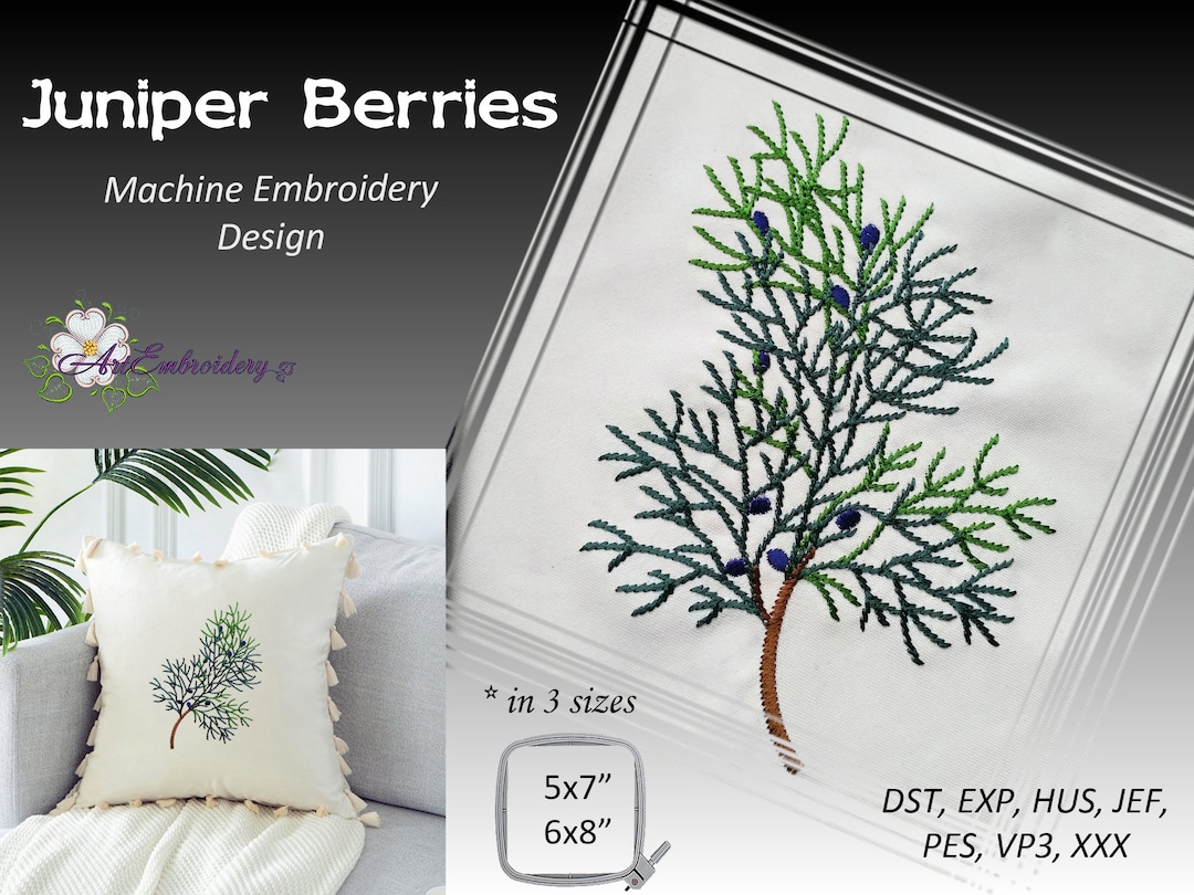 Juniper Berries Machine Embroidery Design in 3 sizes for hoop 5x7 and 6x8 - Etsy Portugal