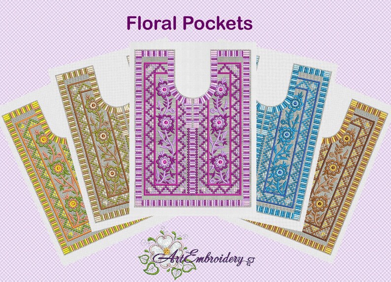 Floral Pocket Machine Embroidery Design Assembled for Hoop - Etsy