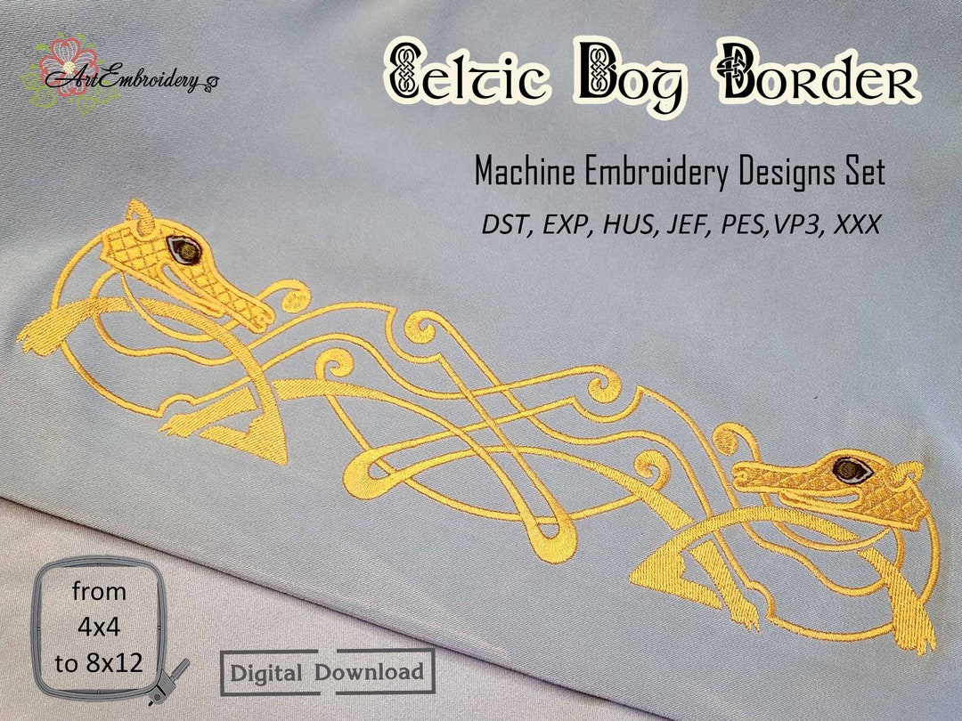 Celtic Dog Border - Machine Embroidery Design (4x4 to 8x14) - Etsy