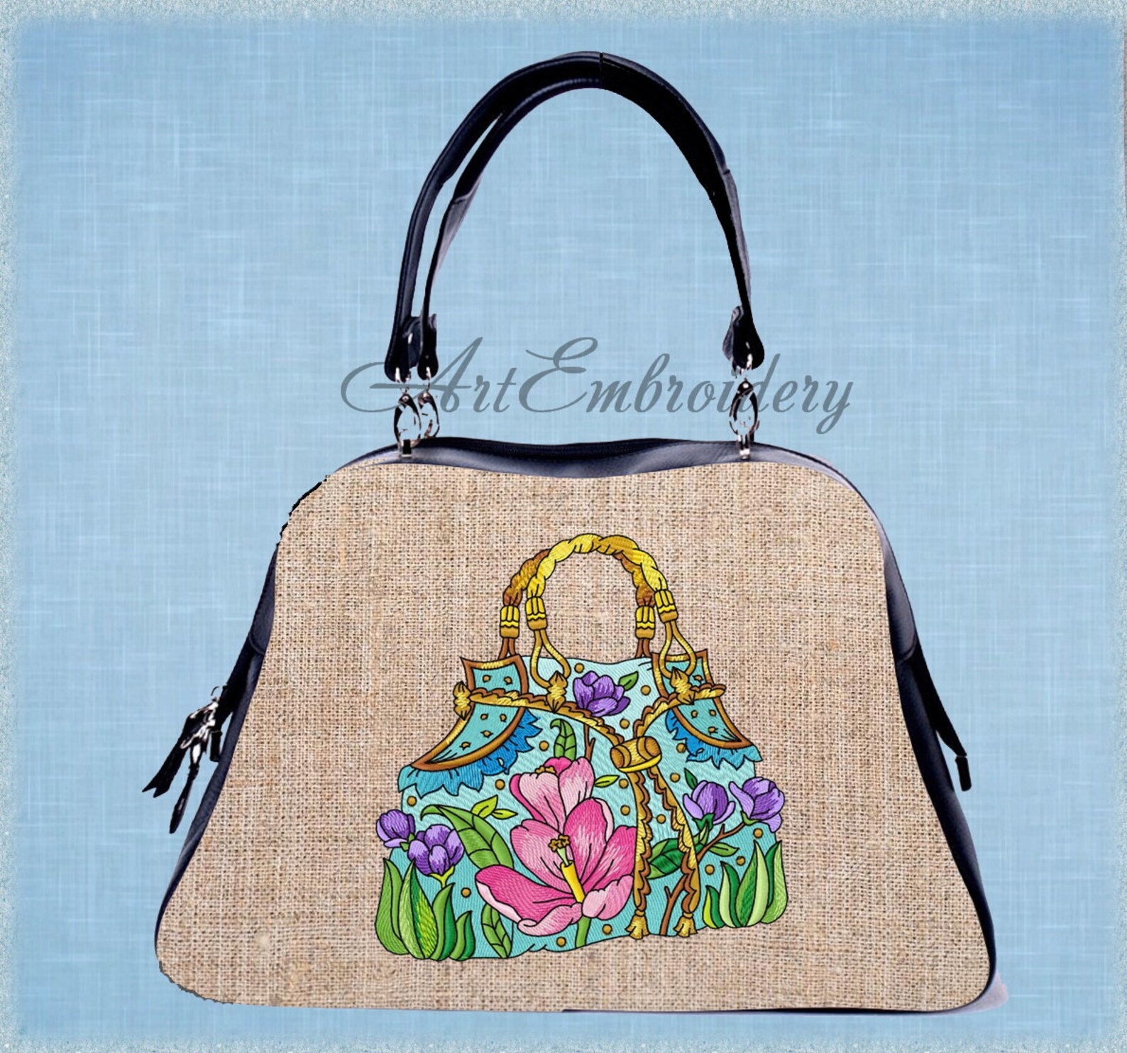 Floral Purse - Machine Embroidery Designs Set for Hoop 7x7", 8x8 ...