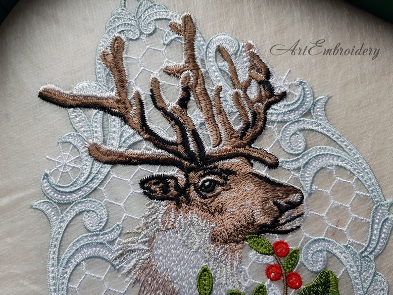 FSL Reindeer Machine Embroidery Free Standing Lace Design in 3 - Etsy