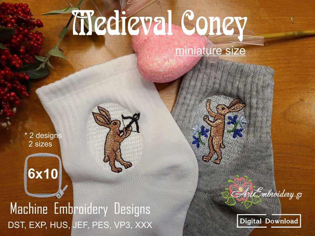 Medieval Conies Miniature Size - 2 Machine Embroidery Designs , 2 Sizes ...